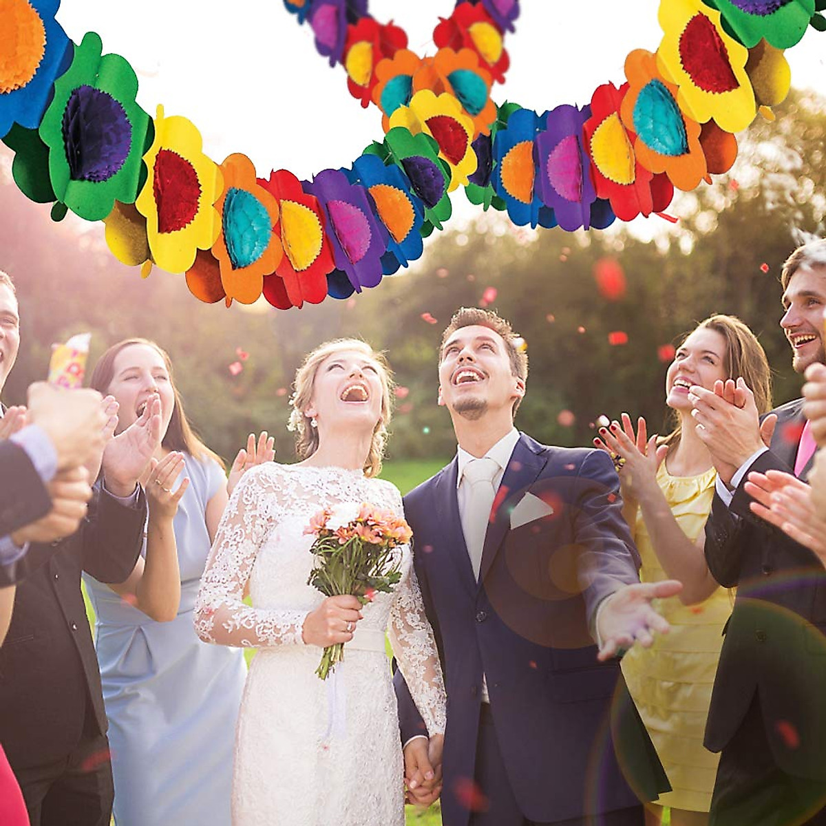 FUTUREPLUSX Mexican Party Banner, Hibiscus Garland Flower Banner Tropical Birthday Party Decorations Ceiling Decorations for Classroom Luau Party