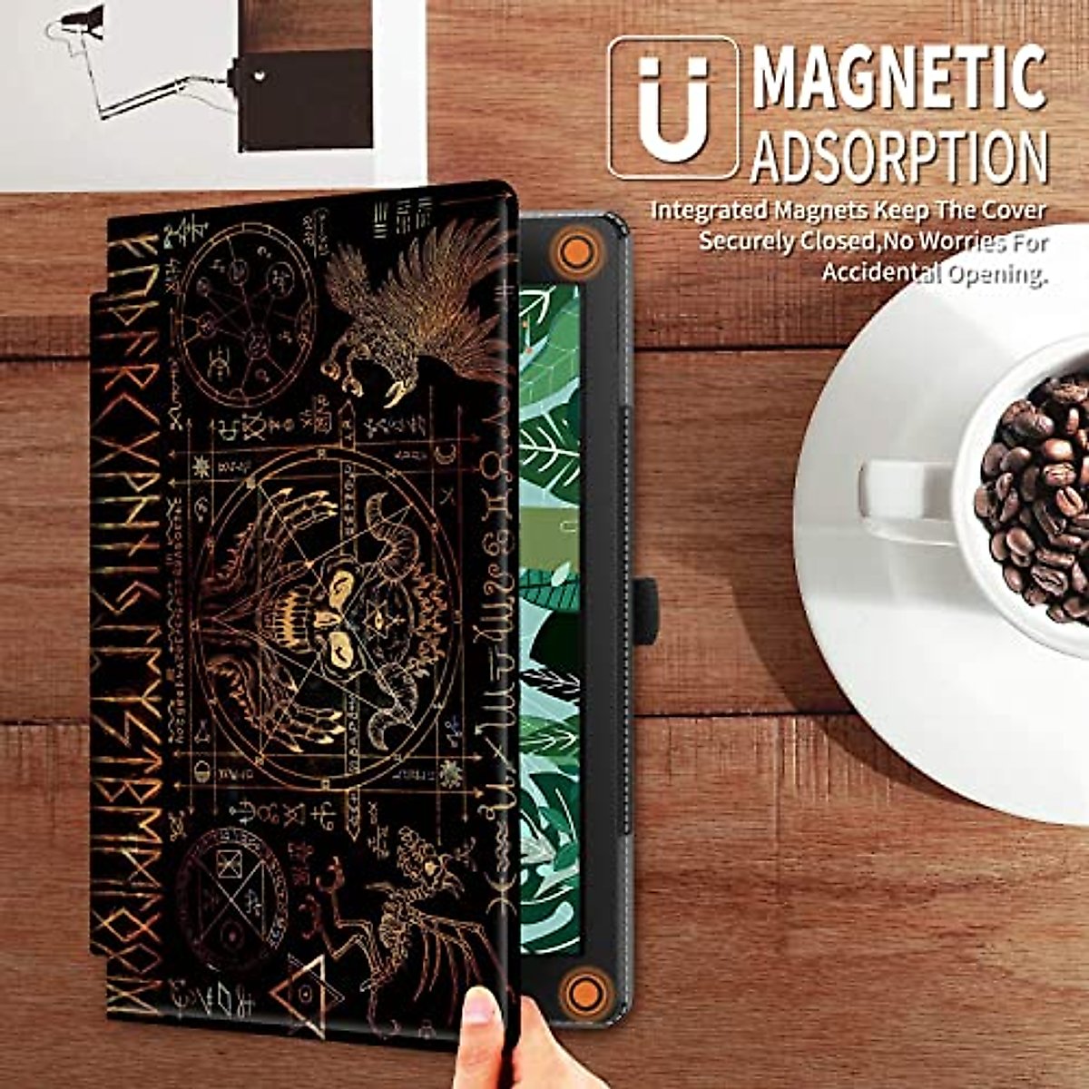 FUYOCWE Case for Samsung Galaxy Tab A8 Case 10.5 Inch Tablet 2022 Model SM-X200/X205/X207,360 Degree Rotating Swivel Anti Slide Stand Flip Smart Cover Case-Skeleton Magic Ouija Board yyyy