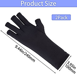 ANCIRS 2 Pairs UV Gloves for Gel Nail Lamp, Anti UV Fingerless Gloves for Nail Art DIY Accessories, Gel Manicure UV Shield Gloves for Hand Skin Care Protection-Black