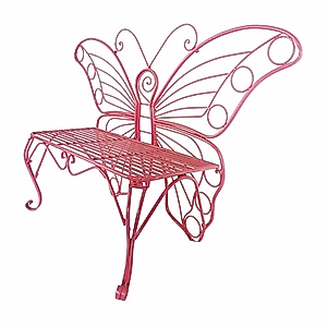 Hi-Line Gift Ltd. Pink Metal Butterfly Bench: Enchanting Outdoor Charm