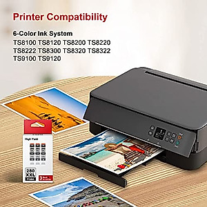 280XXL PGI-280 XXL Compatible Ink Cartridge Replacement for Canon 280 pgbk XXL High Yield Use to PIXMA TR7520 TR8520 TS6120 TS6220 TS8120 TS9520 TS9521C Printer (3 PGBK)