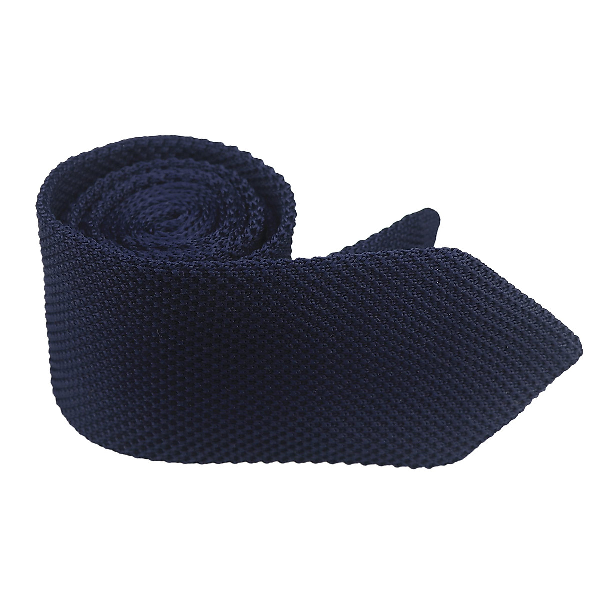 Secdtie Men Woven Silk Midnight Navy Blue Skinny Tie Slim Plain Necktie 010