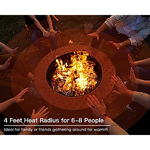 PaPaJet 36 Inch Fire Pit with 2 Grill, Outdoor Wood Burning Firepit with Lid, Metal Round Table for Backyard Patio Garden Picnic Camping Bonfire