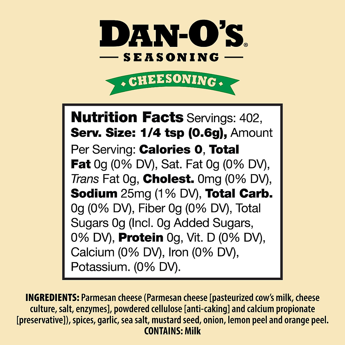 Dan-O's Cheesoning Seasoning | Medium Bottle | 1 Pack (7.6 oz)