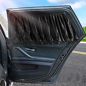 ZATOOTO Car Window Shades for Baby - 2 Pcs Black Suede Side Rear Curtains - Privacy Magnetic Sun UV Protection Covers for Baby Kids Sleeping