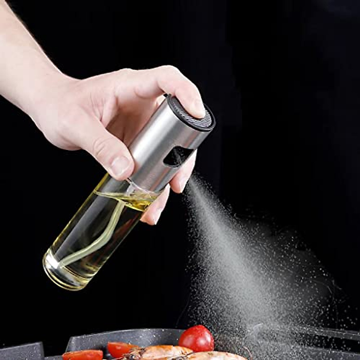 Oil Sprayer for cooking - Olive Oil Sprayer Mister - 100ml Stainles Steel Olive Oil, Vinegar, Water and Other Liquids Sprayer - Perfect for Salad, Barbecue, Kitchen Baking and Roasting (Pack of 1)