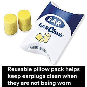 3M Ear Plugs, 200 Pairs/Box, E-A-R Classic 310-1001, Uncorded, Disposable, Foam, NRR 29, For Drilling, Grinding, Machining, Sawing, Sanding, Welding, 1 Pair/Pillow Pack