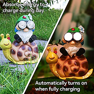 LOVERUIS Gnomes Garden Decorations Outdoor - Funny Garden Gnomes Statues Decor Outdoor Turtles Figurines with Solar Panel for Yard Porch Lawn