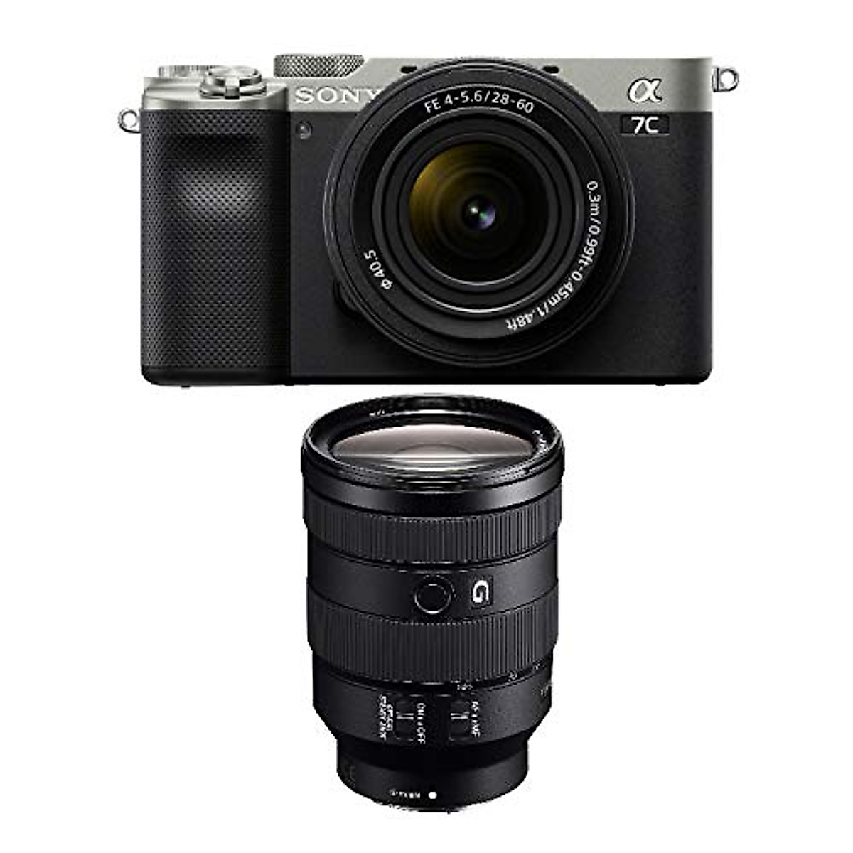 Sony Alpha a7C Full-Frame Compact Mirrorless Camera (Silver) Bundle with FE 28-60mm and 24-105mm f/4 G OSS Lens (6 Items)