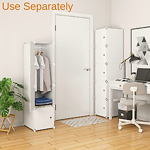 MAGINELS Portable Wardrobe Closets - 14"x18" Depth (16 Cube) Cube Storage, Bedroom Armoire, Wardrobe Storage Closet, Clothes Dresser, Closet Storage Organizer, White