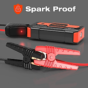 NEXPOW Battery Jump Starter 2500A Car Jump Starter (up to 8.0L Gas/8L Diesel Engines) 12V Car Battery Booster Pack with USB Quick Charge 3.0 and 4 LED Modes Red Blue Warning