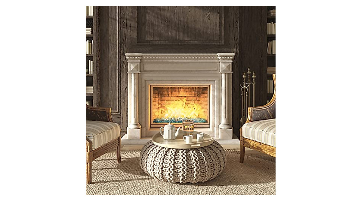 GASPRO 20 lb Fire Glass Diamonds Caribbean Blue – Sparkling Fire Pit Rocks