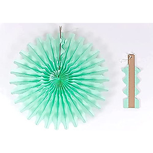 Mint Gold Birthday Decorations Mint Cream Gold Polka Dot Paper Fans for Trial Baby Shower Decorations Mint Gold Wedding/Mint First Birthday Decorations Mint Gold Bridal Shower Decorations