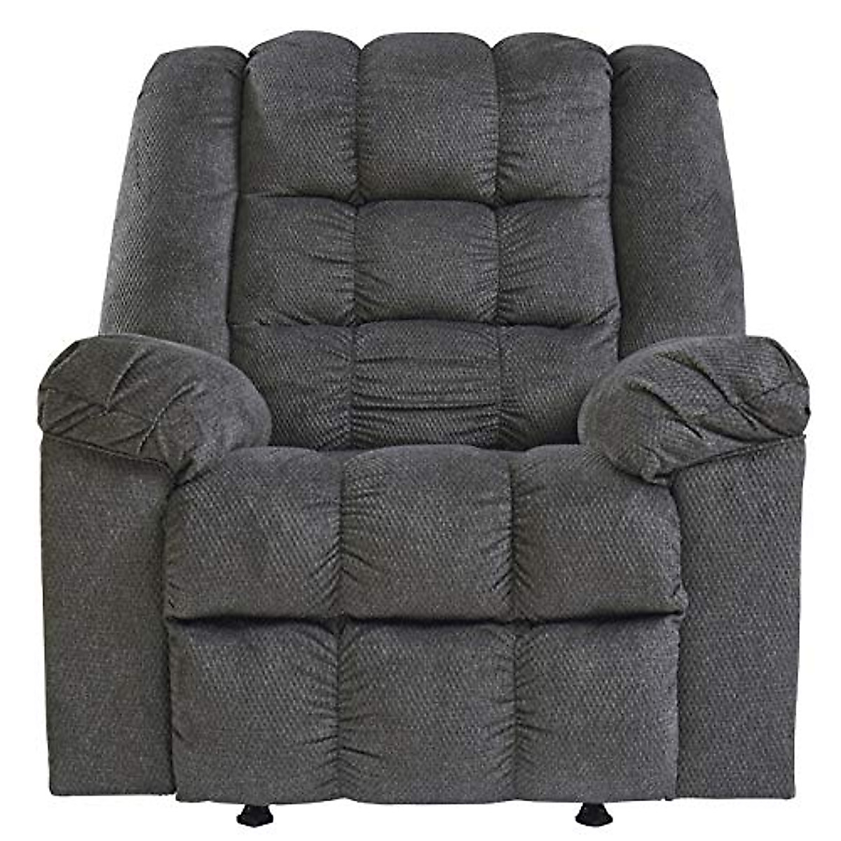 Signature Design by Ashley Drakestone Tufted Manual Rocker Recliner with Lumber Heat and Massage, Gray