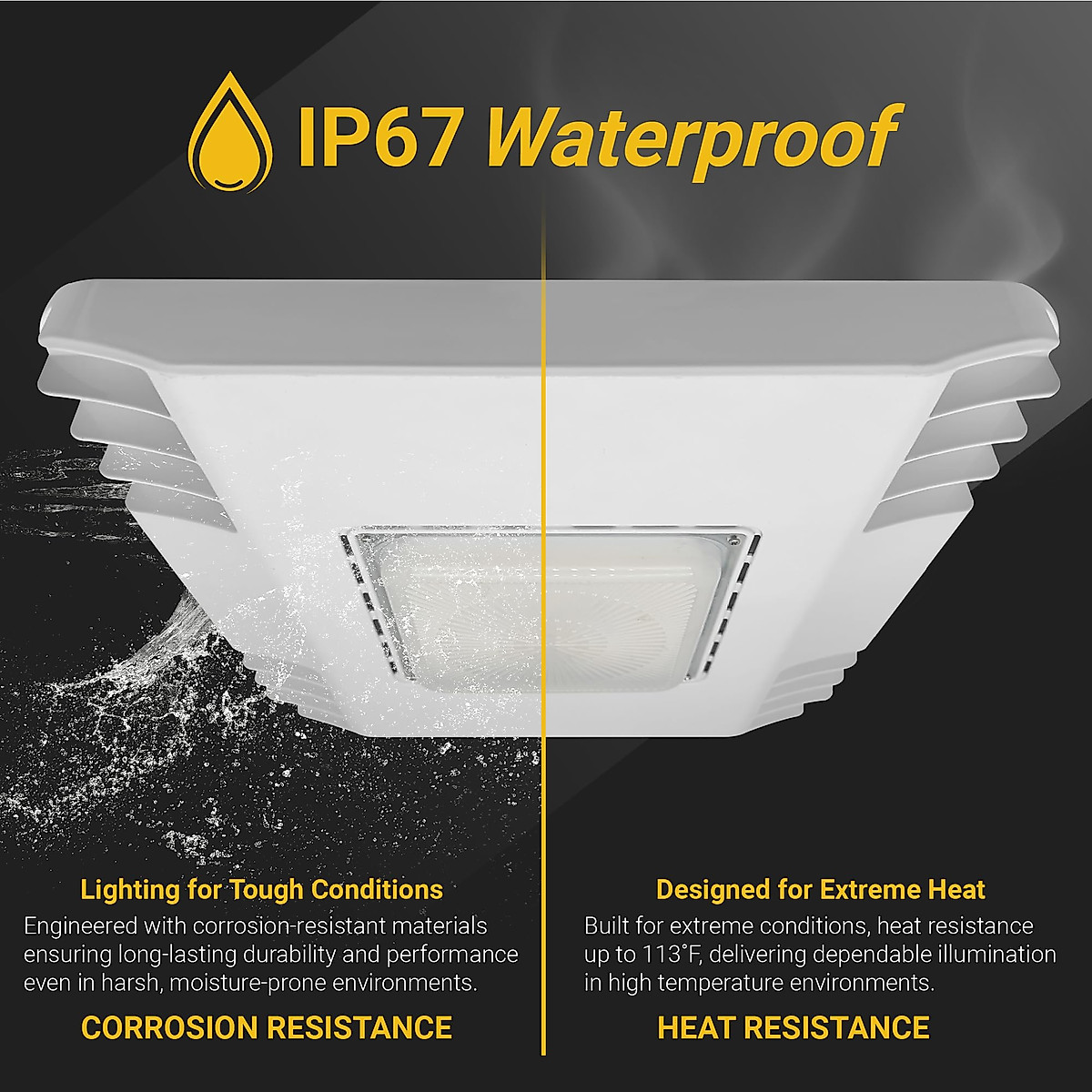 NUWATT LED Canopy Lights Outdoor 150W Waterproof LED Gas Station Light, 2CCT Selectable 4000K/5000K, 21250LM, Dimmable, 120-277V, IP67 Rated, LED Parking Garage Lights or Lights for Carport, 2 Pack