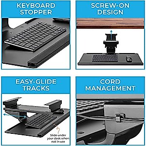 Stand Steady Under Desk Keyboard Tray | Adjustable Tilting Keyboard Shelf for Ergonomic Typing | Screw-On Under Desk Storage with Cable Clips (Tray Specs: 26.5in x 10in | Overall Specs: 26.5in x 17in)