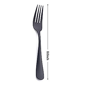 Matte Black Dinner Fork, GoGeiLi Stainless Steel Satin Finish 8.0-inch Silverware Flatware Fork Set, Service for 6, Dishwasher Safe