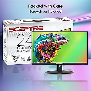 Sceptre New 24-inch Gaming Monitor 100Hz 1ms DisplayPort HDMI x2 100% sRGB AMD FreeSync Build-in Speakers, Eye Care Frameless Machine Black 2024 (E248W-FW100T)
