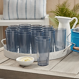 US Acrylic Cafe Plastic Reusable Tumblers (Set of 16) 20-ounce Water Cups in Grey | Value Set of Restaurant Style Drinking Glasses, Stackable, BPA-free, Made in the USA | Top-rack Dishwasher Safe