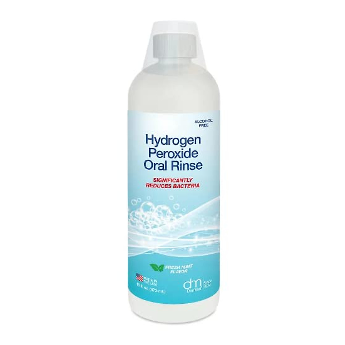 Hydrogen Peroxide Oral Rinse by DenMat; Fresh Mint Flavor. One Bottle of 16 Fluid Ounces (473 mL). Alcohol Free, for Oral Health, Minor Mouth Irritations, and Minor Gum Irritation.