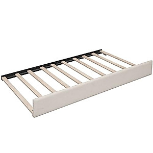 KTATK Wood House Bed with 2 Twin Solid Bed,L Structure Bedroom Platform Bed Frame W/Fence and Slatted Frame,No Box Spring Required,for Kids Teens Boy Girl,White