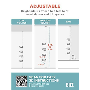 Zenna Home Tension Pole Shower Caddy with 4 Shelves and Hooks, Satin Chrome, 60-108 Inch – Rustproof Standing Corner Shower Organizer Shelf – Sturdy Adjustable Shower Rack for Bathroom Essentials