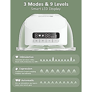 Wearable Breast Pump Hands Free Electric Portable Breast Pump with 3 Modes & 9 Levels, Longer Battery Life, Super Quiet Painless Wireless Breastpump Breastfeeding Essentials, 17/19/21/24mm Flange