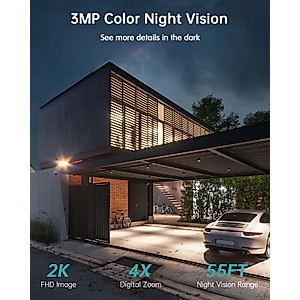 2K Security Camera Outdoor Wireless WiFi with 360° PTZ, ZUMIMALL Battery Powered Wireless Cameras for Home Surveillance, Spotlight & Siren/PIR Detection/3MP Color Night Vision/2-Way Talk/IP66/Cloud/SD