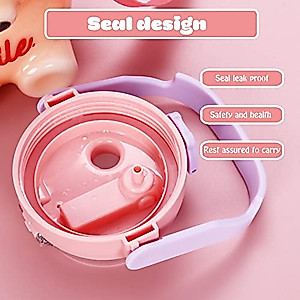 Water Bottle Bear Smile Large Water Bottles With Straw and Strap for Kids School Sports Daily Life Milk Tea Juice Travel Drinking Bottled Water Cute Portable Leakproof (Brown)