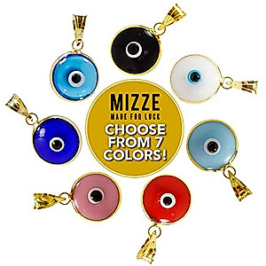 MIZZE Made for Luck White Gold Plated 925 Sterling Silver 10 MM Round Glass Turkish DIY Evil Eye Charm Pendant