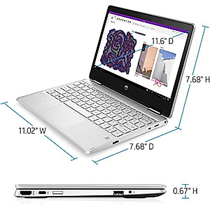 HP Pavilion x360 2-in-1 Laptop, 11.6" HD IPS Touchscreen Display, 4-Core Pentium Silver N5030 up to 3.1GHz, UHD Graphics 605, 4GB DDR4 RAM, 512GB PCIe SSD, USB-C, HDMI, SD Reader, Win 11