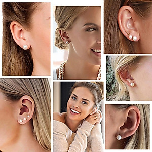 ChicSilver Pearl Stud Earrings for Women 4MM Freshwater Cultured White Button Pearl Earrings 925 Sterling Silver Small Studs for Sensitive Ear