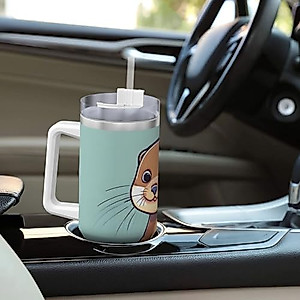 HULIBIN Cartoon Cute Otters Print Double Deck Stainless Steel Travel Coffee Cup With Lid 40 Oz Ice Bully Cup