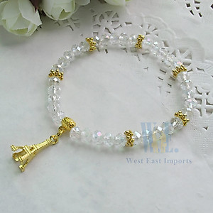 12 Pcs Paris Eiffel Tower Themed Crystal Bracelet Party Favors - Quinceanera / Wedding / Birthday / Baby Shower / Bridal Shower