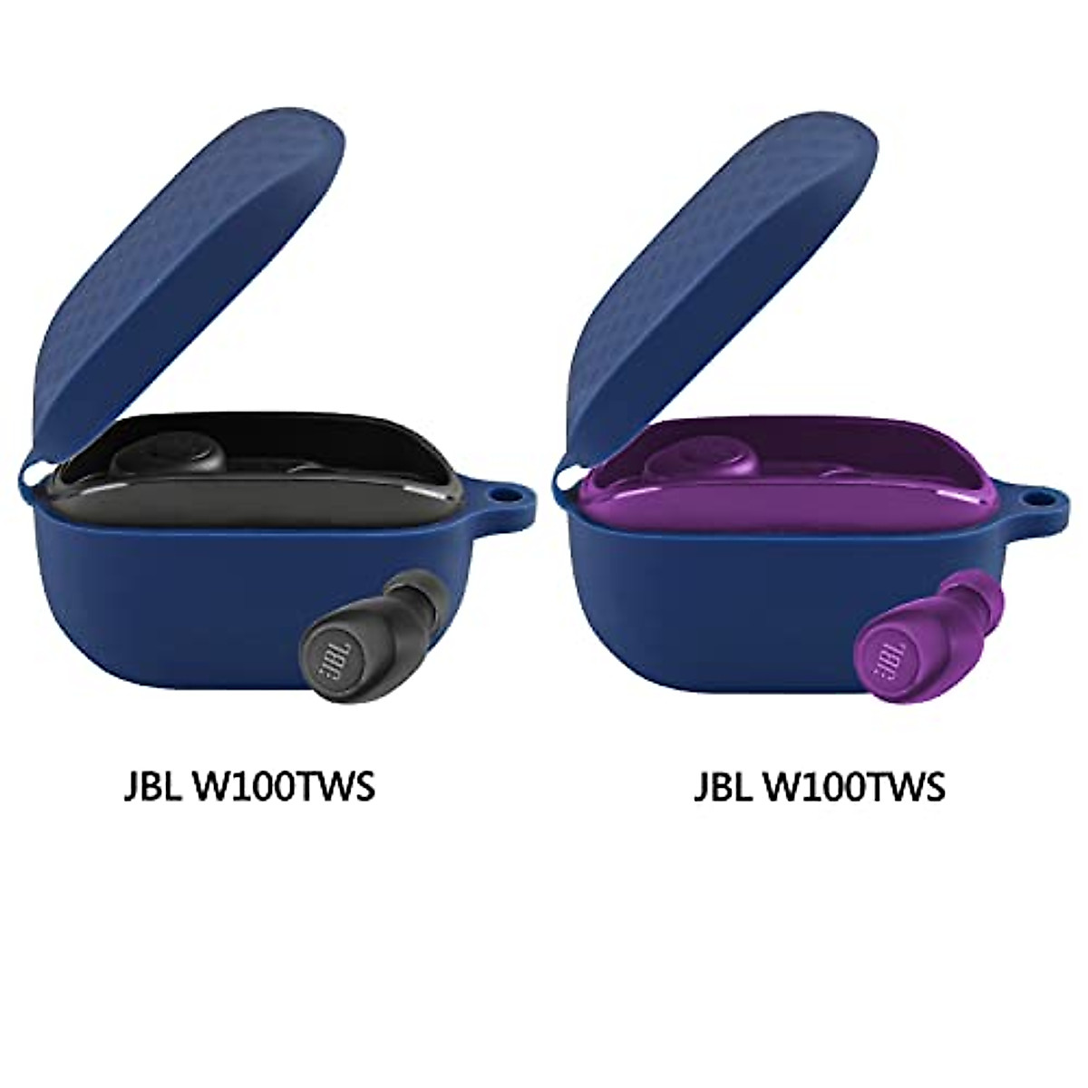 Geekria Silicone Case Cover Compatible with JBL Wave 100TWS, Vibe 100 TWS True Wireless Earbuds, Earphones Skin Cover, Protective Carrying Case with Keychain Hook, Charging Port Accessible (Blue)