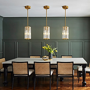 zhllmq Gold Pendant Lighting Modern Pendant Light Mini Crystal Chandeliers Adjustable Pendant Light Fixture for Kitchen Island Dinning Room Corridor Bedroom(Gold 3-Pack)