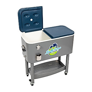 Tommy Bahama 77 Quart Rolling Stainless Steel Cooler with Wheels