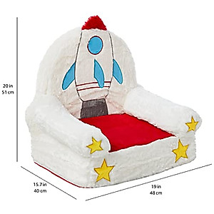 Amazon Basics Children's Plush Chair, Rocket, Multicolor