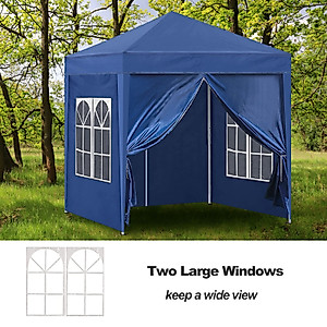 TUKAILAi Portable 10x10ft Pop Up Gazebo, Instant Canopy Water-resistant Anti-UV Shelter with 4 Side Panels & Carry Bag, Steel Frame Tent for Outdoor Camping Party Event Four Seasons (Blue)