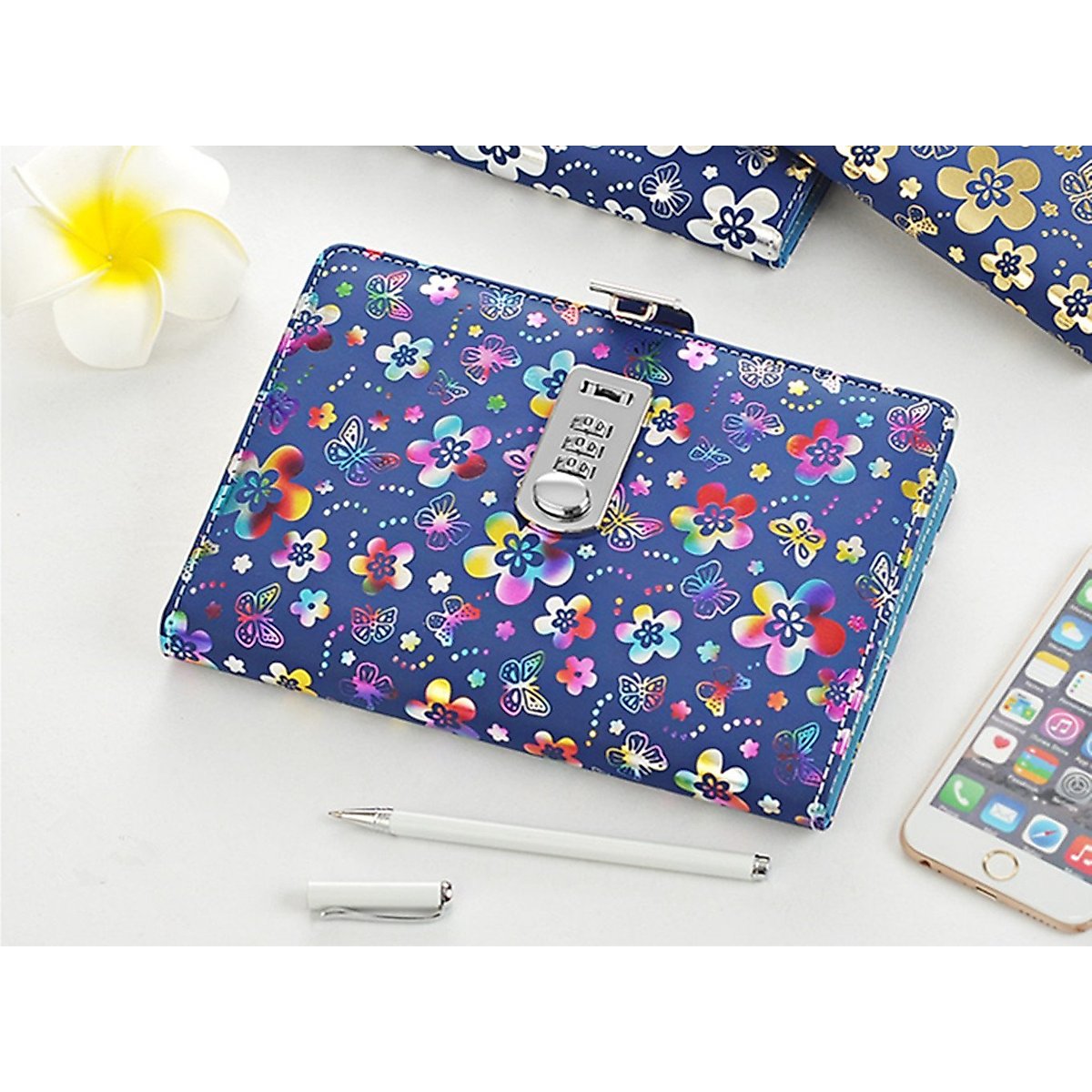 koboome PU Leather Diary with Lock, A5 Size Diary with Combination Lock Digital Password Journal Locking Journal Diary (Multicolor)