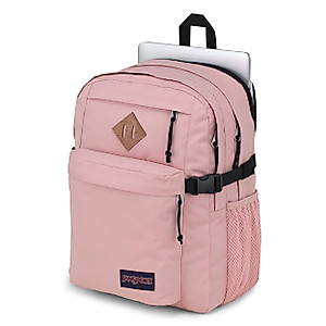 JanSport Main Campus Backpack - Travel, or Work Bag w 15-Inch Laptop Sleeve and Dual Water Bottle Pockets, Misty Rose