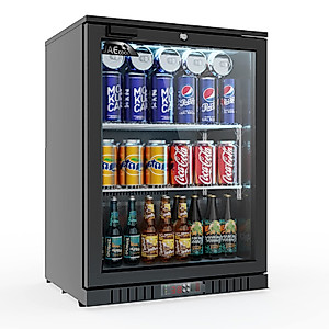 JAECOOL Back Bar Cooler Commercial Counter Height Refrigerator with Glass Door, 3.6 cu ft Beverage Cooler Undercounter Refrigerator, Commercial Display Fridge, Auto-defrost,Eco-friendly Compressor,ETL