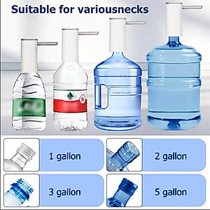 GentleJet Automatic Water Dispenser Pump for 5 Gallon Bottle - Digital Display, Type-C USB Charging, Portable Electric Water Pump, Foldable Spout, Quantitative & Continuous Dispensing (White - Silver)