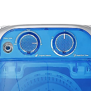 HomGarden 6.6lbs Capacity Mini Washing Machine for Compact Laundry, Portable Single Translucent Tub Washer with Timer Control and Spin Cycle Basket