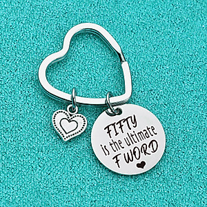 7RVZM 50Th Birthday Keychain Wife Gift Grandpa Gift Aunt Gift 50 Year Old Keychain For Men 50Th Gift Wife Gift, 50th Birthday Keychain, Standard