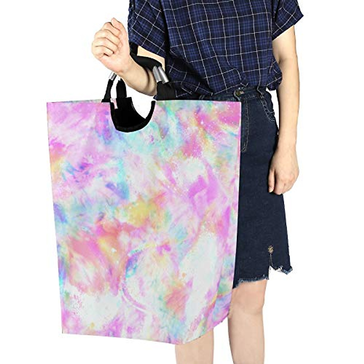 susiyo Kaleidoscope Tie Dye Print Laundry Basket Collapsible Laundry Hamper Foldable Dirty Clothes Bag Large Storage Basket with Handles for Kid Room Toy Bin Bathroom Clothing Organizer