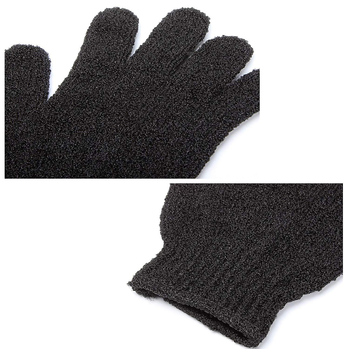 6Pairs Exfoliating Gloves - Premium Black Scrub Wash Mitt for Bath or Shower - Luxury Spa Exfoliation Accessories for Beauty Spa Massage, Suitable for Men and Women