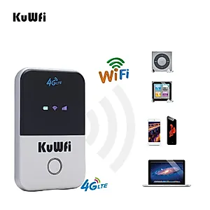 KuWFi 4G LTE Mobile WiFi Hotspot Unlocked Travel Partner Wireless 4G Router with SIM Card Slot Support B1/B3/B5/B7/B8/B20 in Europe Caribbean South America Africa