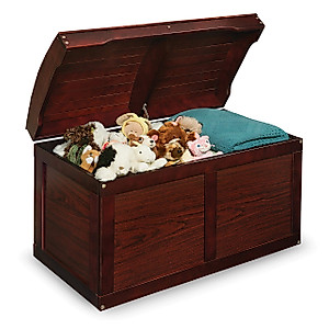 Badger Basket Kid's Hardwood Barrel Top Toy Box Storage Chest with Safety Hinge - Cherry