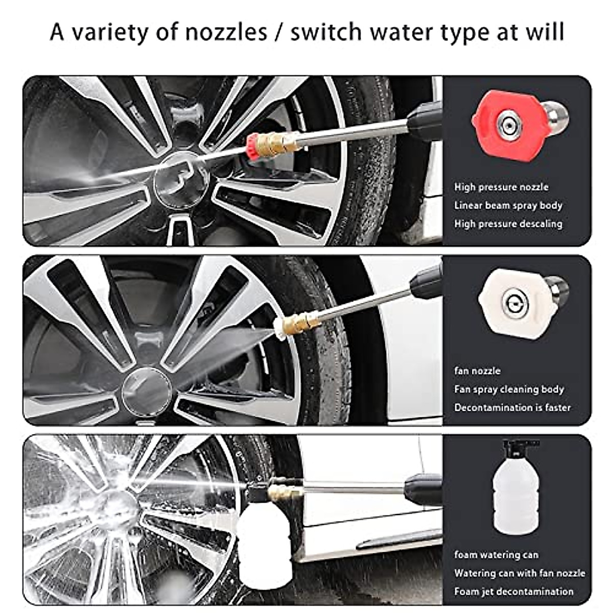21V Cordless Pressure Washer Pump with Accessories Portable Electric Portable Power Washer for Cars Gardens Terraces Windows Cleaning Works